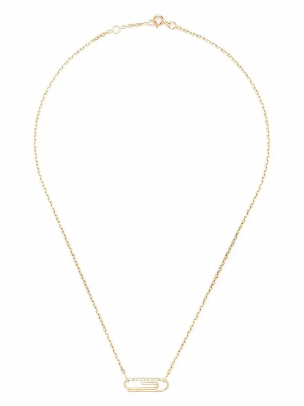 AURÉLIE BIDERMANN 18kt Yellow Paper Clip Diamond Necklace - Gold