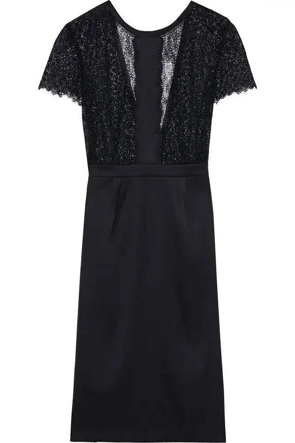 La Perla Lace-Paneled Silk-Blend Satin Dress In Black - 80% Off |  Editorialist