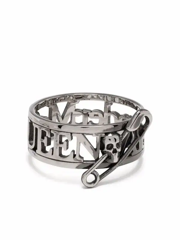Alexander Mcqueen Skull Safety Pin Ring - Silver | Editorialist