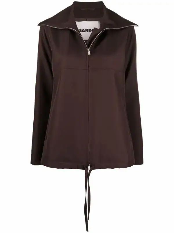 Jil Sander Oversized-Collar Zipped Jacket In Brown - 40% Off 