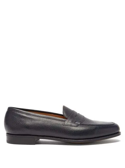 Buy EDWARD GREEN Duke Grained-leather Penny Loafers - Navy At 40% Off ...