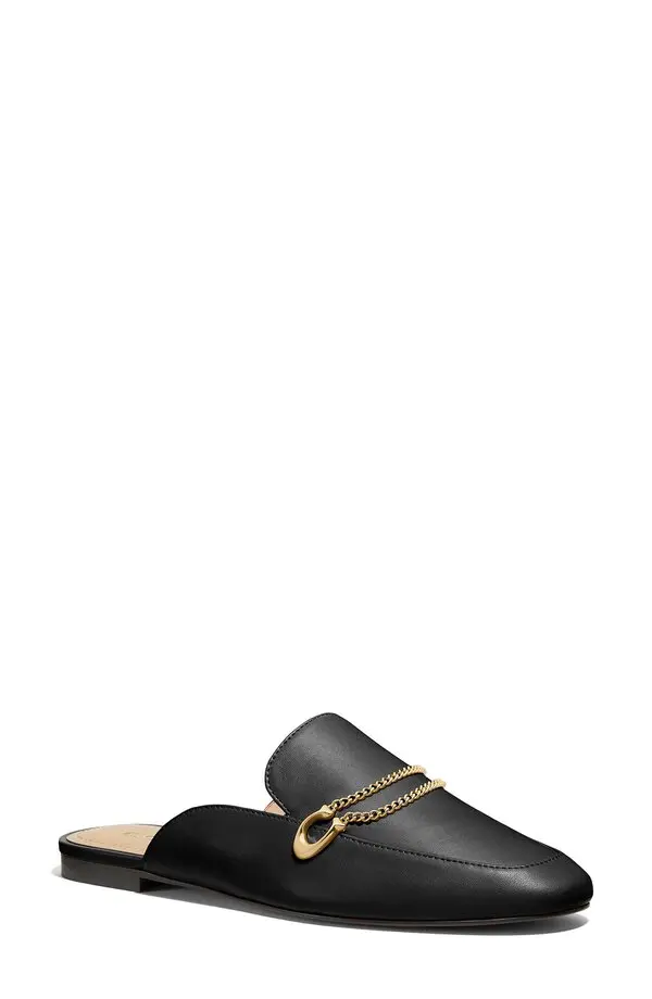 Coach Wo Sawyer Logo Chain Loafer Mule - White | Editorialist