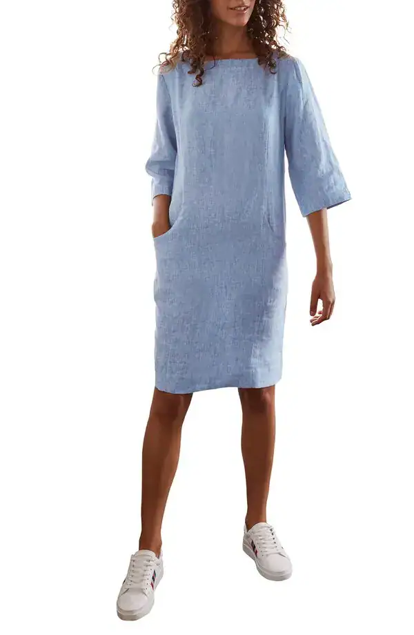 Boden Laurie Linen Dress - Blue | Editorialist