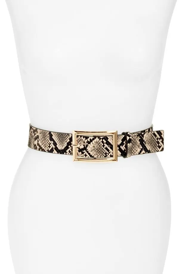 Halogen Snake Print Belt with Silver Buckle Women main image 2