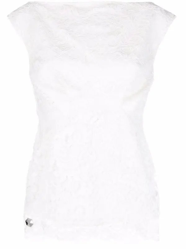Philipp Plein Scalloped Lace Blouse - Neutrals