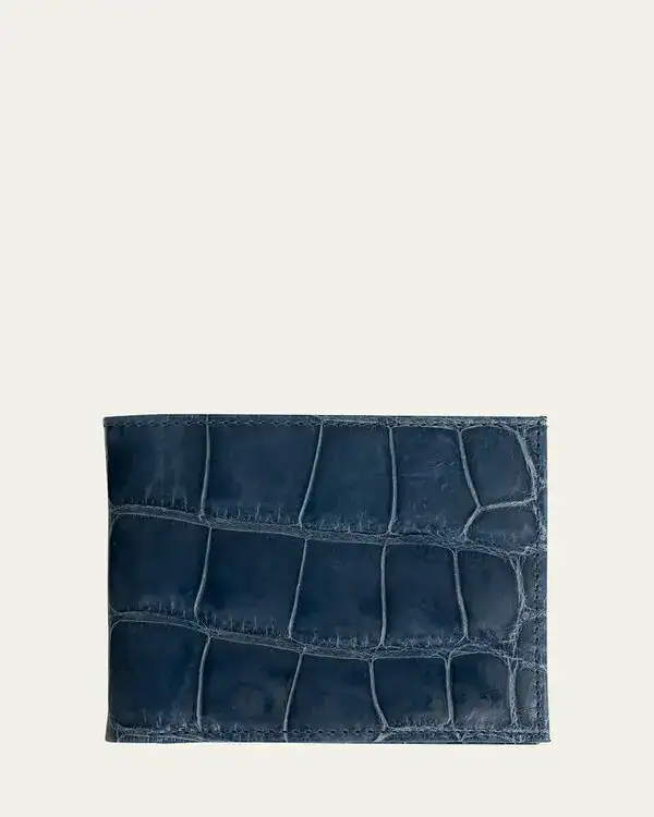 Abas Glazed Alligator Bifold Wallet; Monogram Available - Blue ...