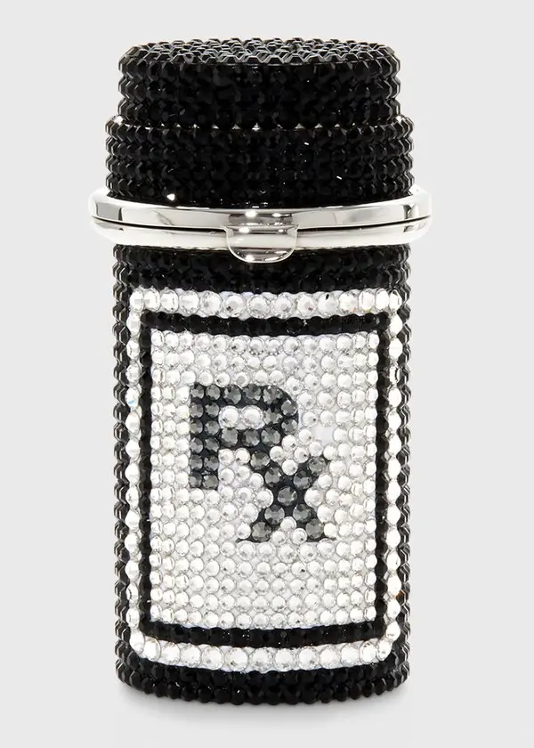 Judith Leiber Prescription Bottle Rx Crystal Pillbox - Noir
