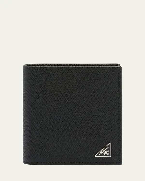 Prada Saffiano Triangolo Billfold Wallet - Nero