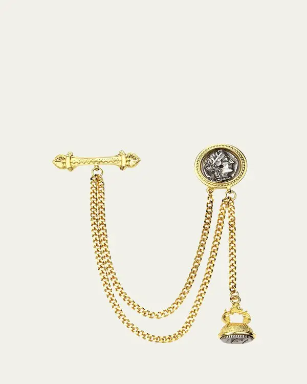 BEN-AMUN Double Chain Coin Brooch