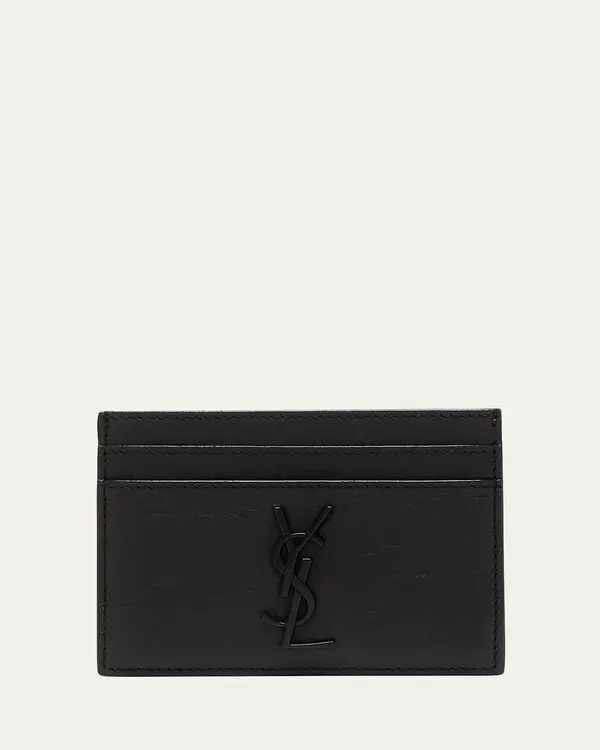 Saint Laurent Monogram Croc-embossed Leather Card Case