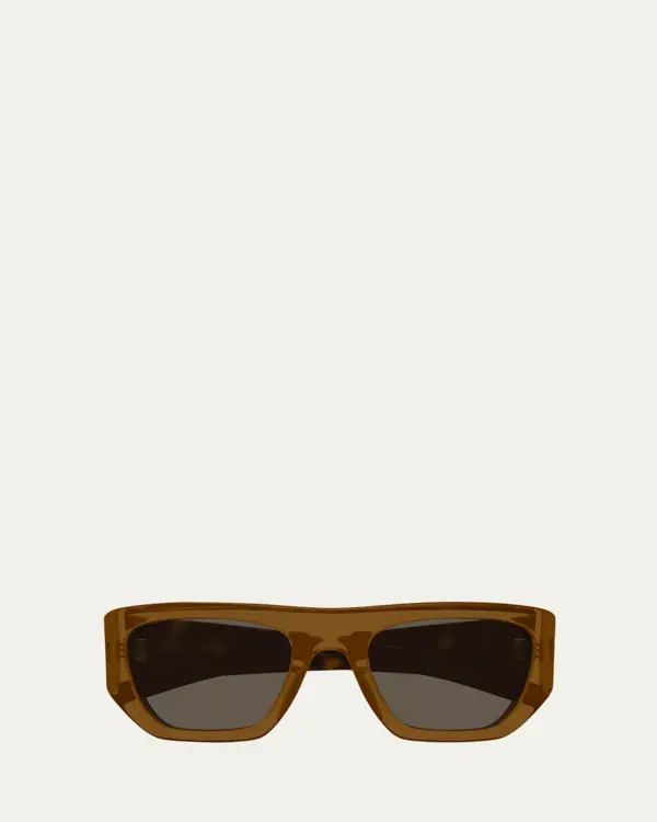 Saint Laurent Rectangle Acetate Sunglasses - Shiny Transparent Cognac Brown