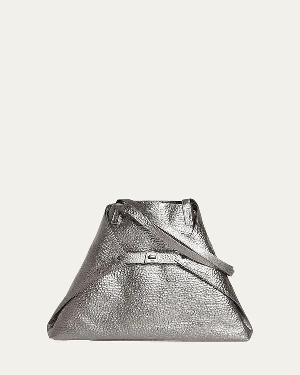 Akris Ai Medium Hammered Shoulder Bag - Pewter