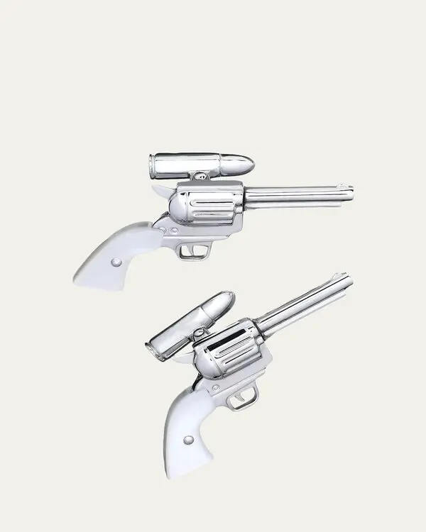 JAN LESLIE Silver Gun Cuff Links