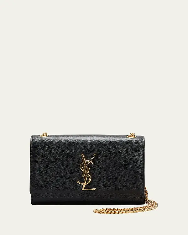 Saint Laurent Kate Small Shoulder Bag In Grained Leather - Black
