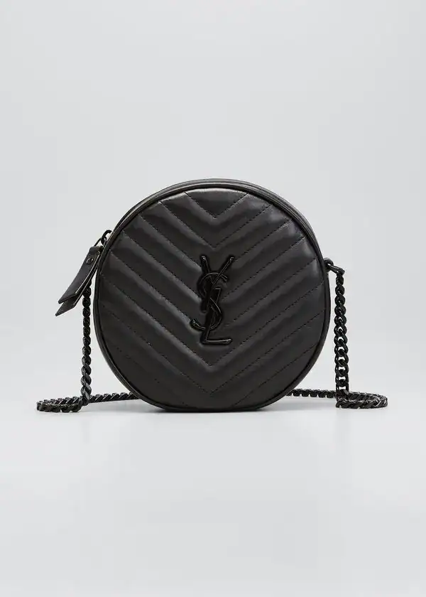 Saint Laurent Vinyle Round Camera Crossbody Bag Black Editorialist