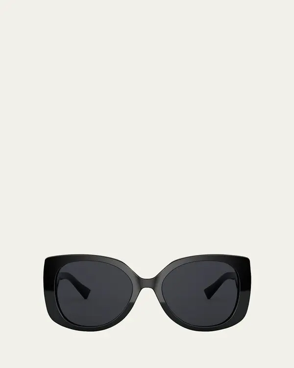Versace Rectangle Sunglasses With Medusa Detail - Black