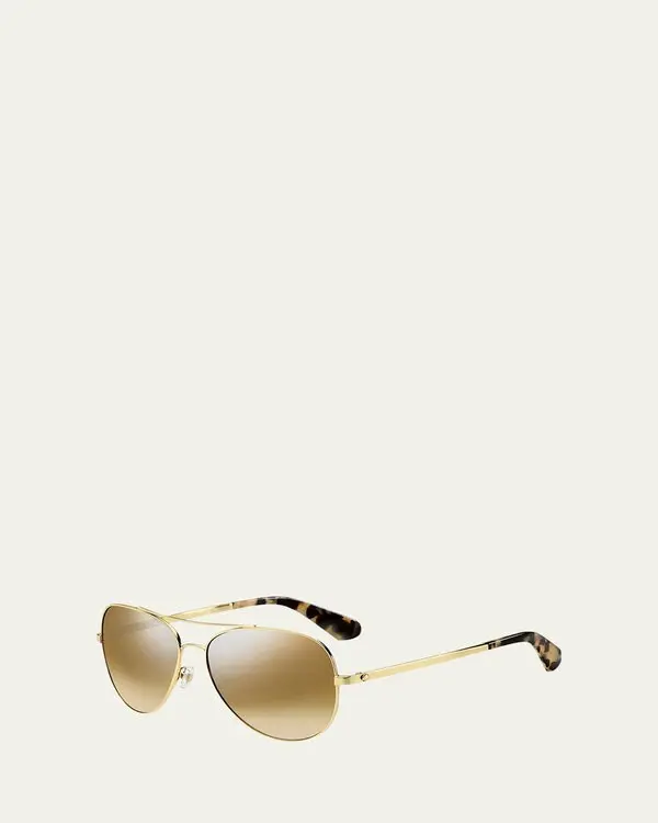 Kate Spade New York Avaline Aviator Sunglasses - Gold Mirror