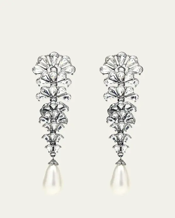 BEN-AMUN Crystal And Pearly Teardrop Dangle Earrings