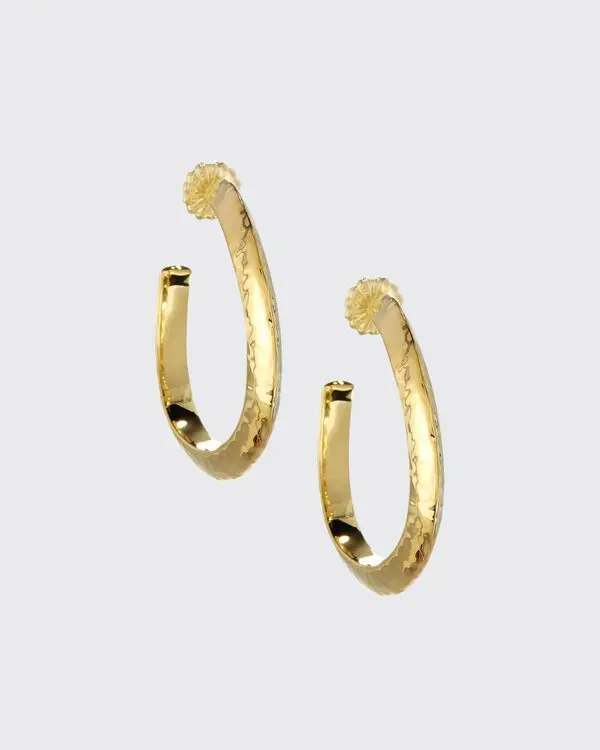 Ippolita Hammered 18k Wavy Hoop Earrings - Yellow Gold