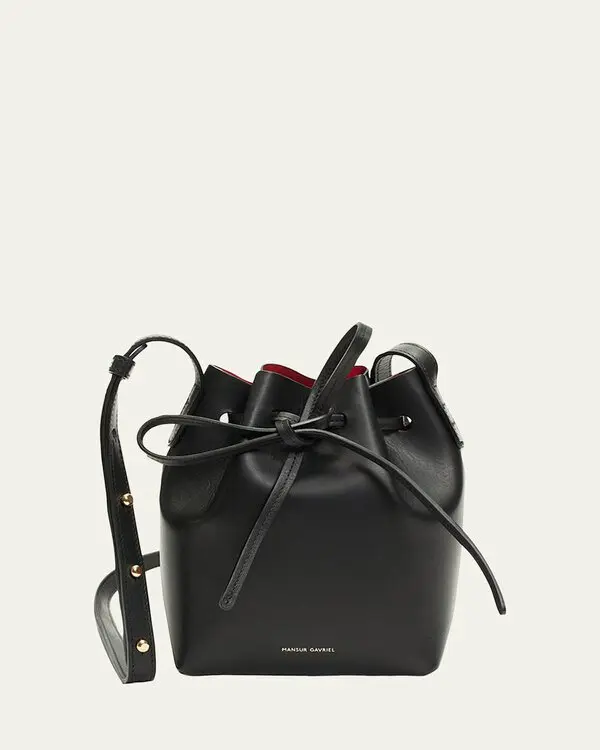 MANSUR GAVRIEL Mini Vegetable-tanned Leather Bucket Bag - Black/flamma