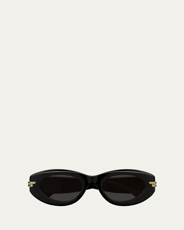 Bottega Veneta Acetate Sunglasses - Shiny Solid Black