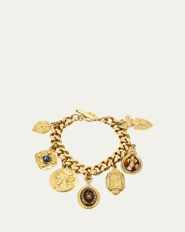 BEN-AMUN 24k Gold Plated Multicolor Chain Bracelet