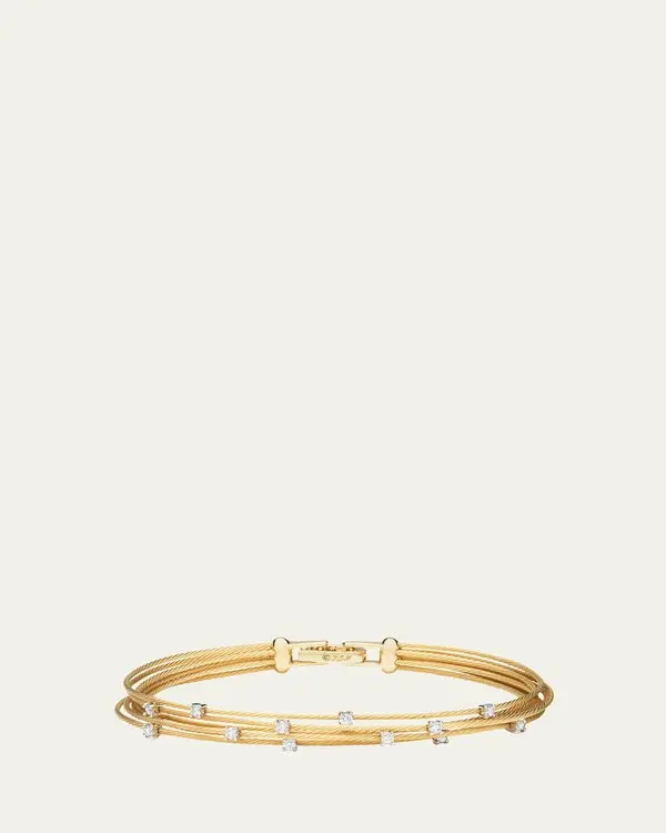 Paul Morelli Seven-strand Cable Wire Bracelet With Diamonds - Gold