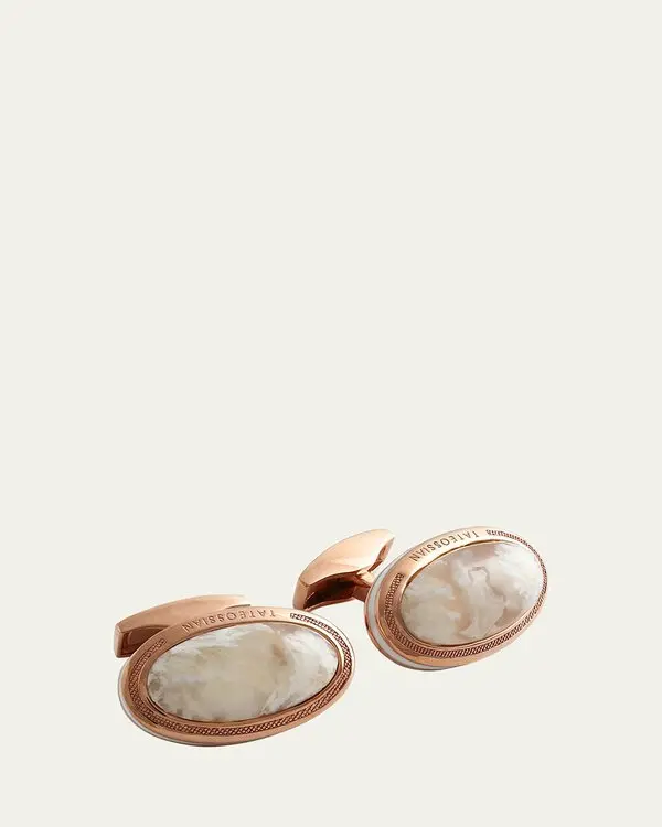 Tateossian Rose-plated Plume Agate Cuff Links