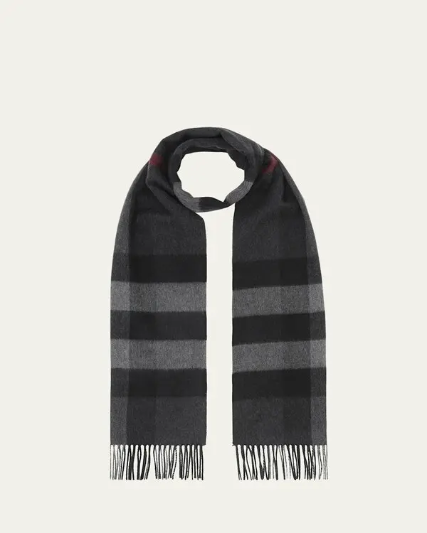 Burberry Half Mega Check Cashmere Scarf - Gray Pattern