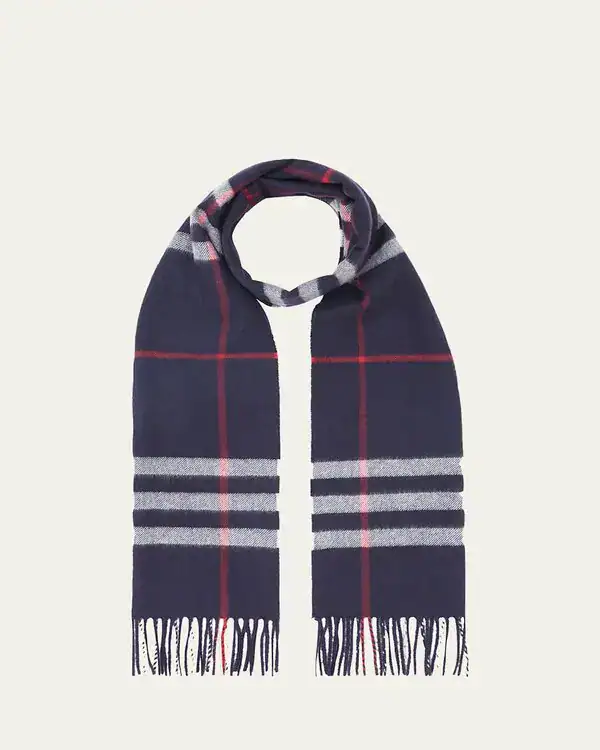 Burberry Giant Check Cashmere Scarf Blue Pattern Editorialist