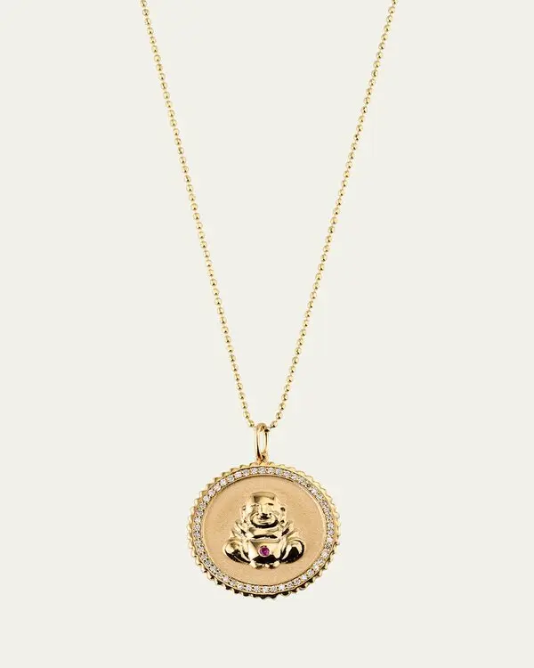 SYDNEY EVAN 14k Buddha Coin Pendant Diamond Necklace