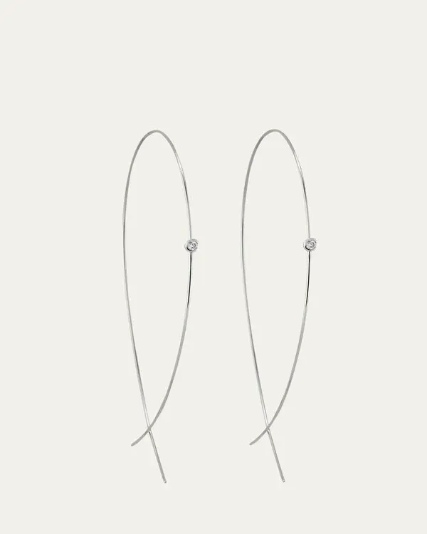 Lana Jewelry 14k Upside Down Diamond Hoop Earrings - White Gold