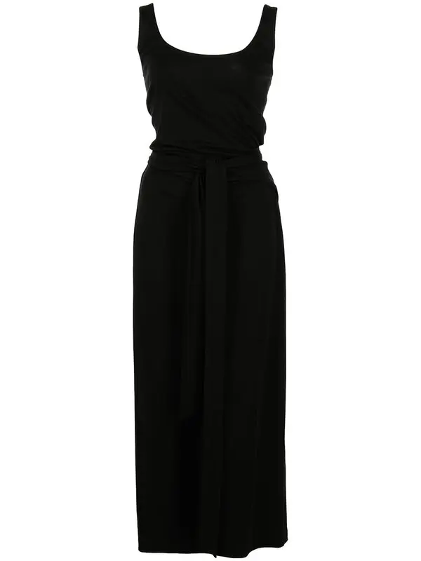vince tie waist cotton dress Vince Tie-Waist Seeveess Cotton Dress In Black - 40% Off