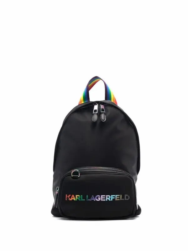 Karl Lagerfeld K/Pride Logo-Print Backpack - Black  display picture 3