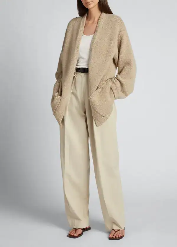 The Row Cukoo Cashmere-Blend Cardigan - Beige | Editorialist