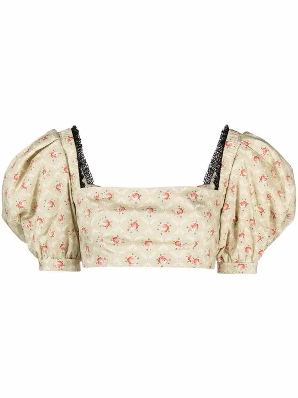 ULYANA SERGEENKO Floral-print Cropped Top