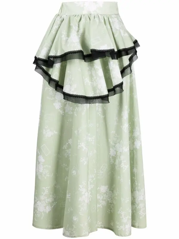 ULYANA SERGEENKO Floral-print Asymmetric Skirt