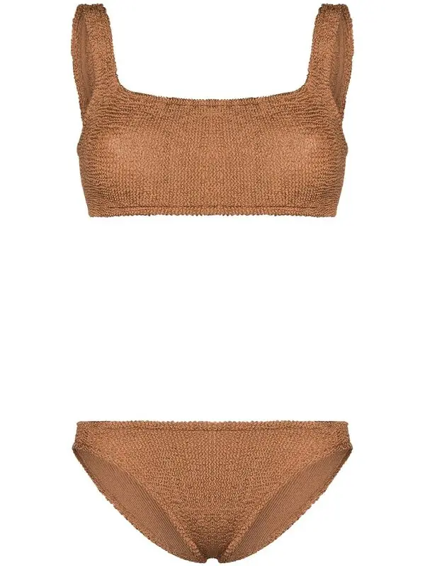 Hunza G Xandra Crinkle Bikini Set - Brown
