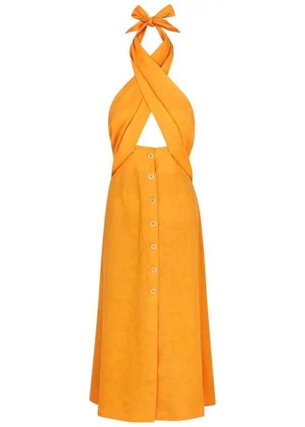 nanushka soffio linen halter dress Buy Midi - Orange At 65% Off gender:Mens & Unisex