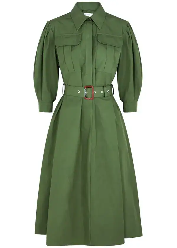 green military shirt dress Penelope Retro Army Green Shirt Dress main image 0