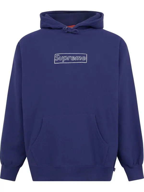 Supreme X Kaws Chalk Logo Hoodie - Blue