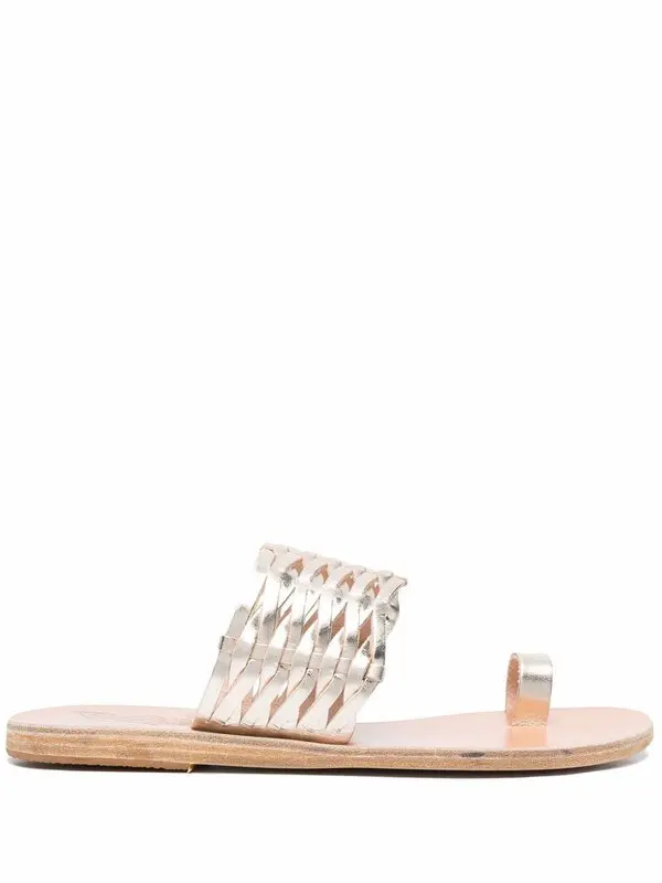 ANCIENT GREEK SANDALS Metallic Leather Mules - Gold