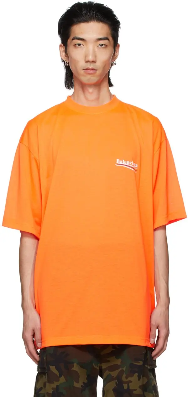 Balenciaga Orange Political Campaign Large Fit T-Shirt - 7073 Fluo 