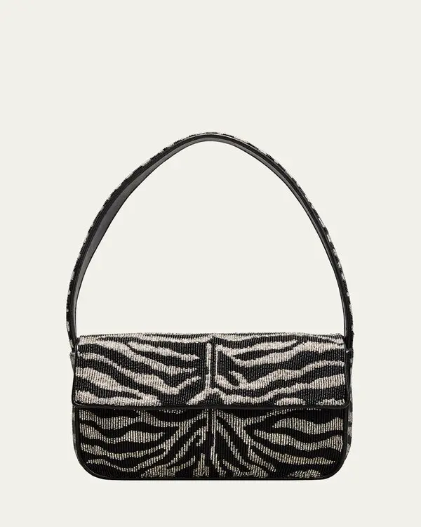 Staud Tommy Two-tone Beaded Shoulder Bag - Black/white