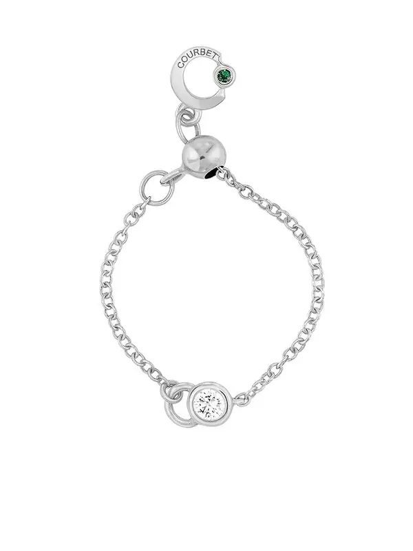 COURBET 18kt Recycled White Gold Laboratory-grown Diamond Adjustable Chain Ring - Silver