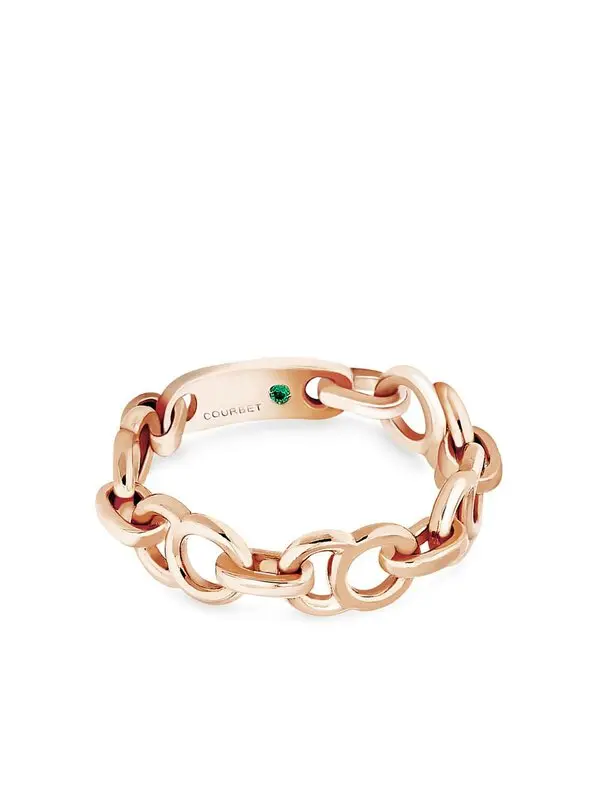 COURBET 18kt Recycled Rose Gold Celeste Chain Ring - Pink