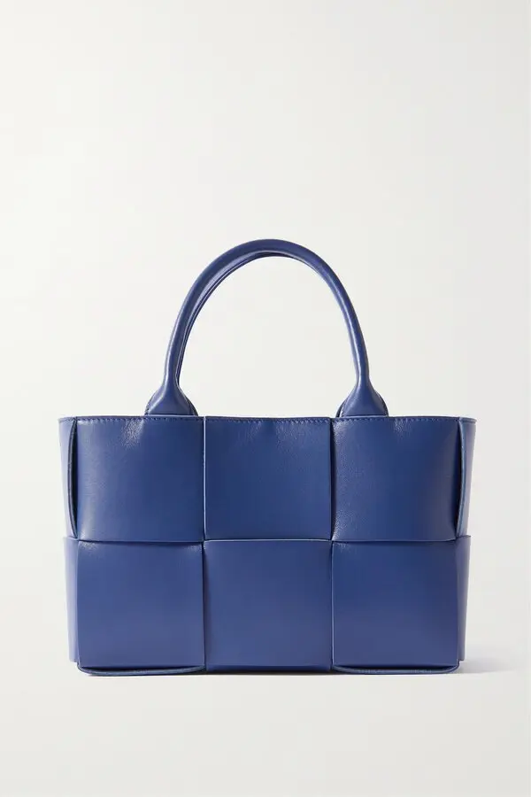 Bottega Veneta Arco Mini Intrecciato Leather Tote Blue