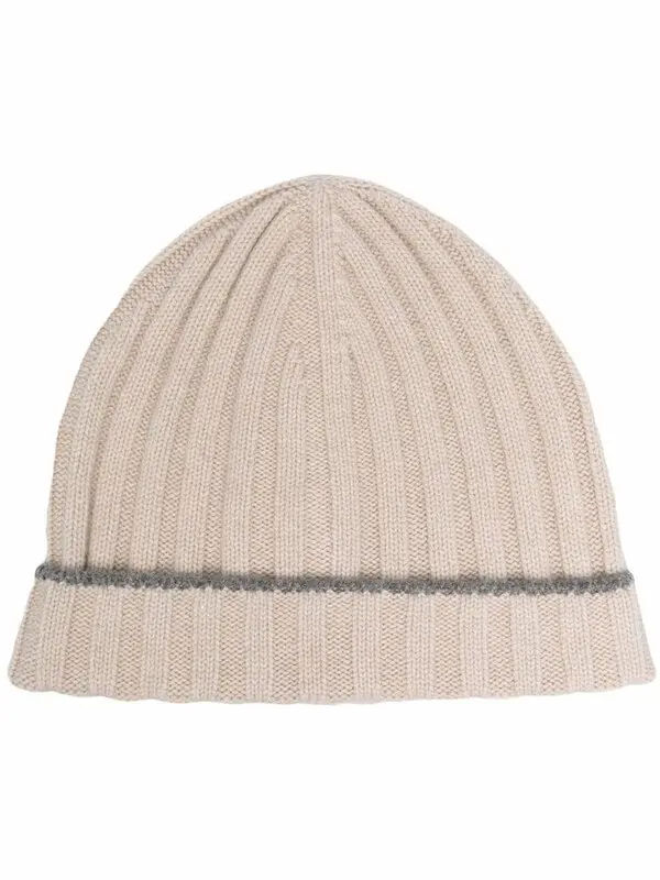 Brunello Cucinelli Ribbed Cashmere Beanie - Neutrals