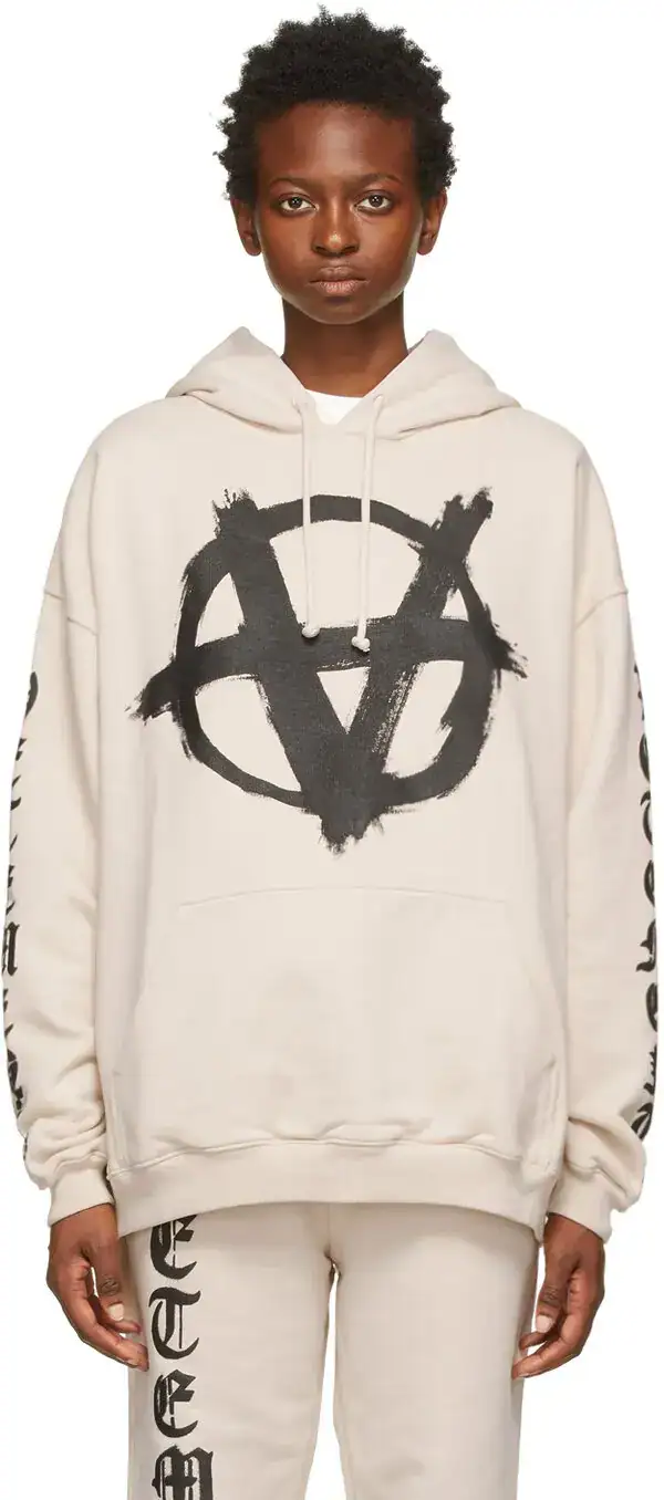Vetements Beige Anarchy Gothic Logo Hoodie In Off White/B - 70  