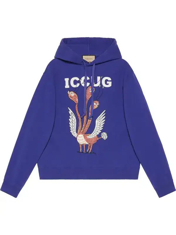 Gucci X Freya Hartas Iccug Print Hoodie - Blue | Editorialist